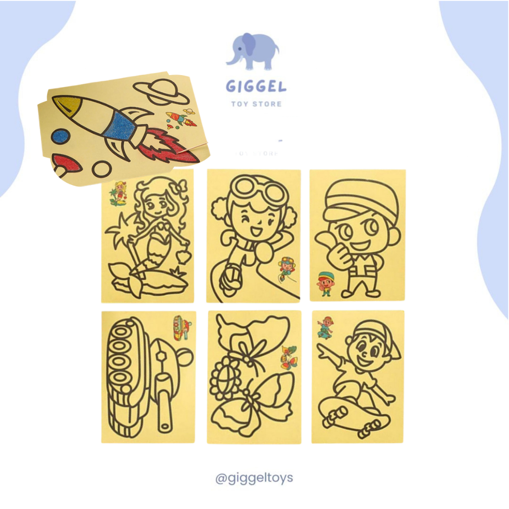 [ Giggel ] SAND ART painting / SAND painting Coloring Stickers SAND ...