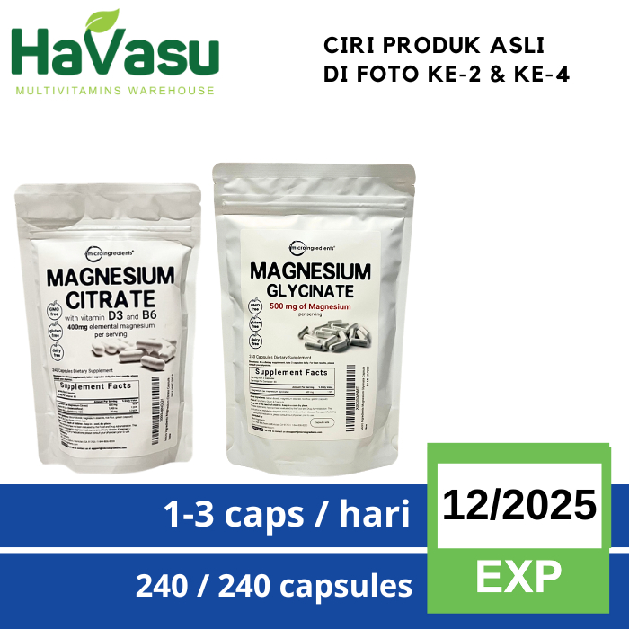 Micro Ingredients Microingredients Magnesium Glycinate 500mg & Citrate ...