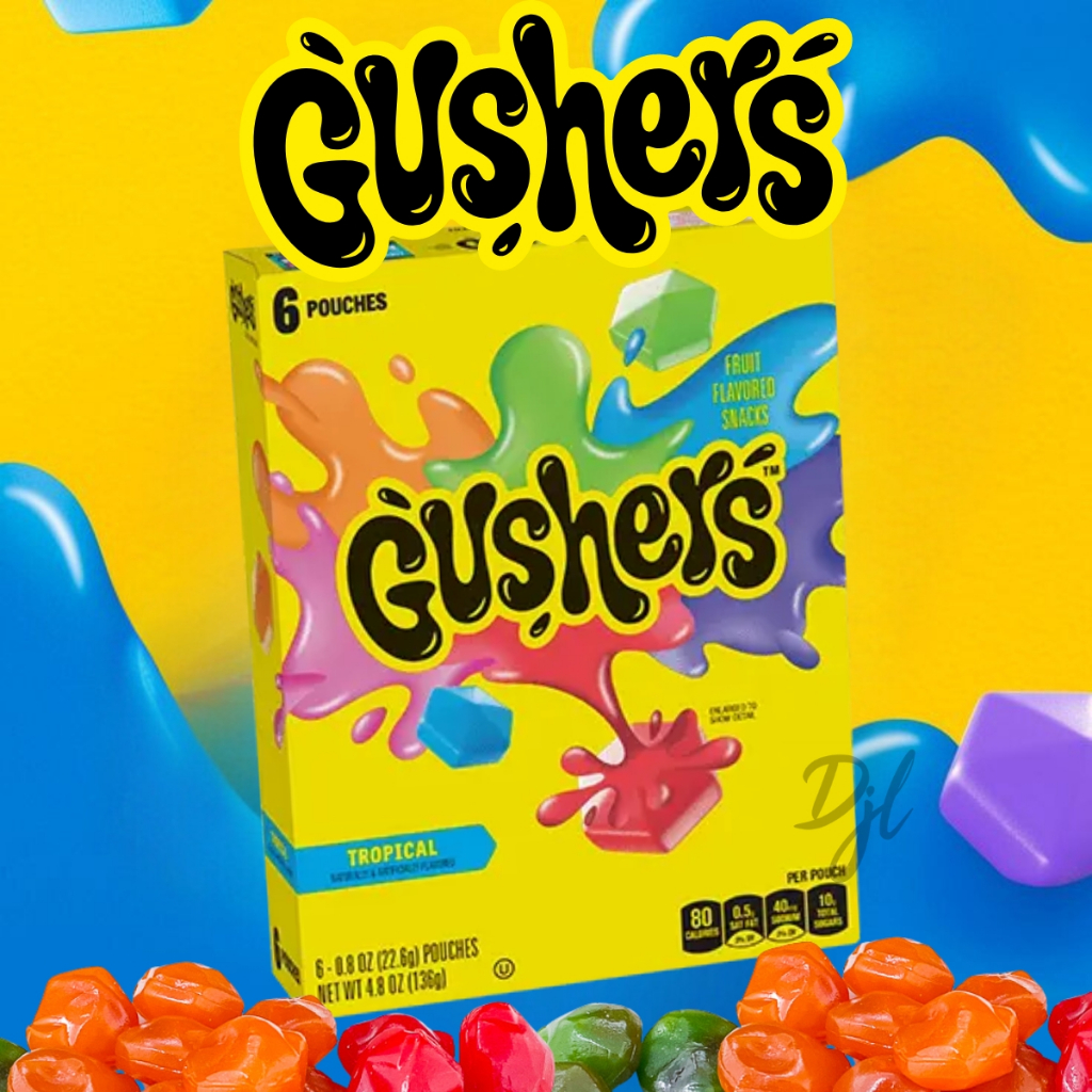 Fruit Gushers Flavored Snacks 136g Contents 6pcs Soft Sour Candy 1 Pack ...