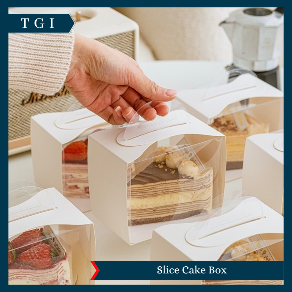 Tgi - MINI CAKE BOX PACKAGING BOX Cut SLICE CAKE BOX Transparent Mica ...