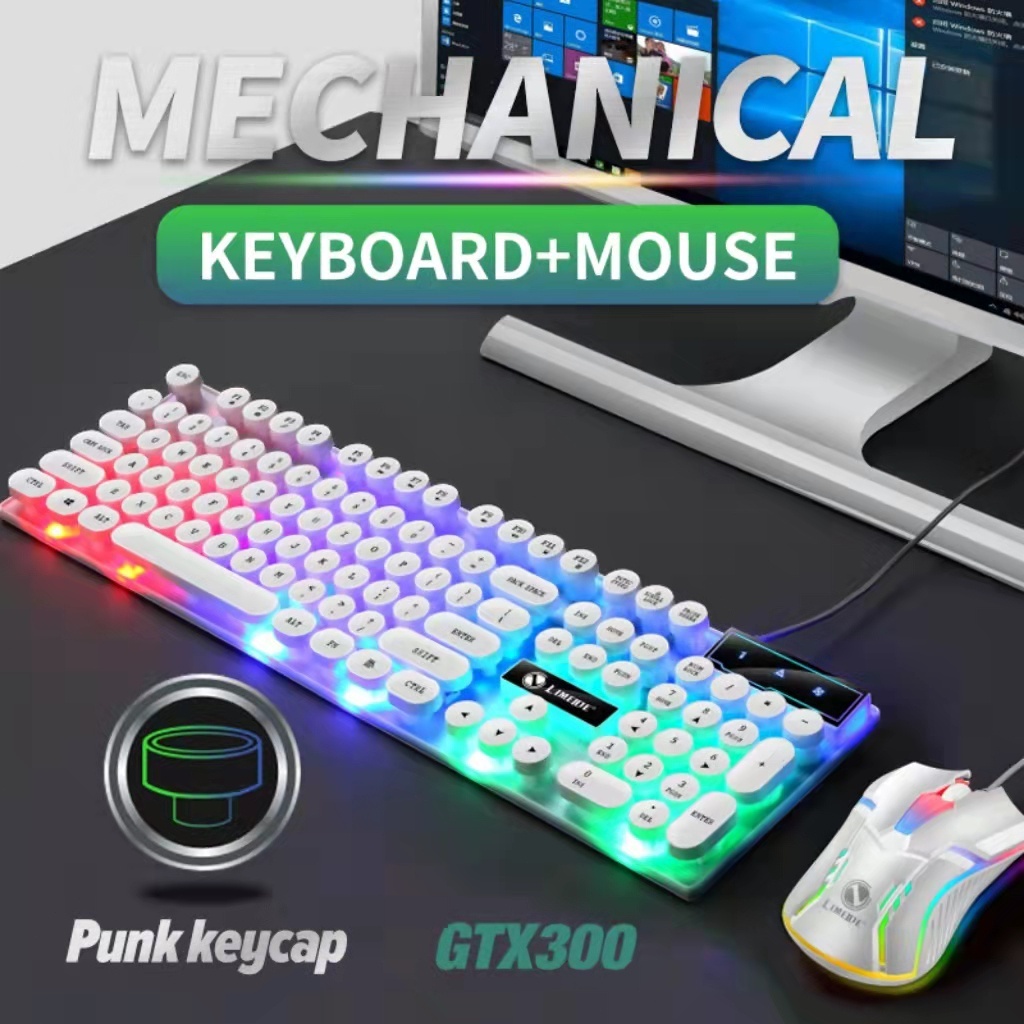 Mechanical RGB led Gaming and Mouse Keyboard/Mouse and Keycaps Set ...