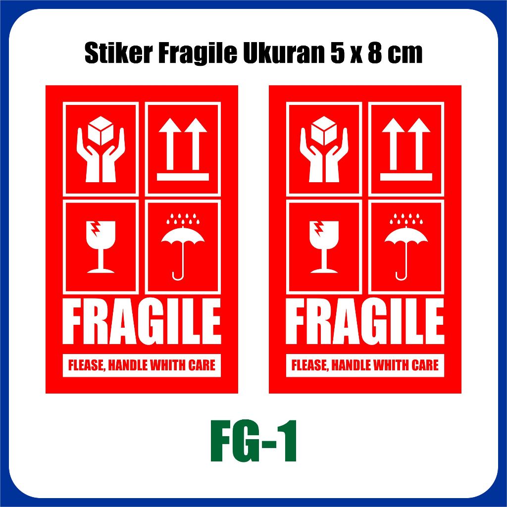 FG MERAH Fg1 Fragile Sticker | Size 5x8 cm | Label Shipping Stickers ...