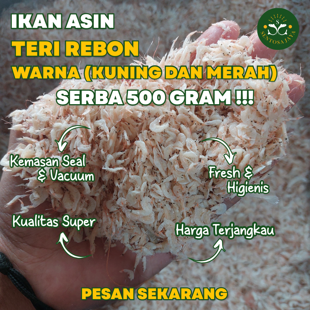 MERAH Rebon Shrimp 500 Grams Of Salted Fish Rebon Shrimp (Yellow And ...
