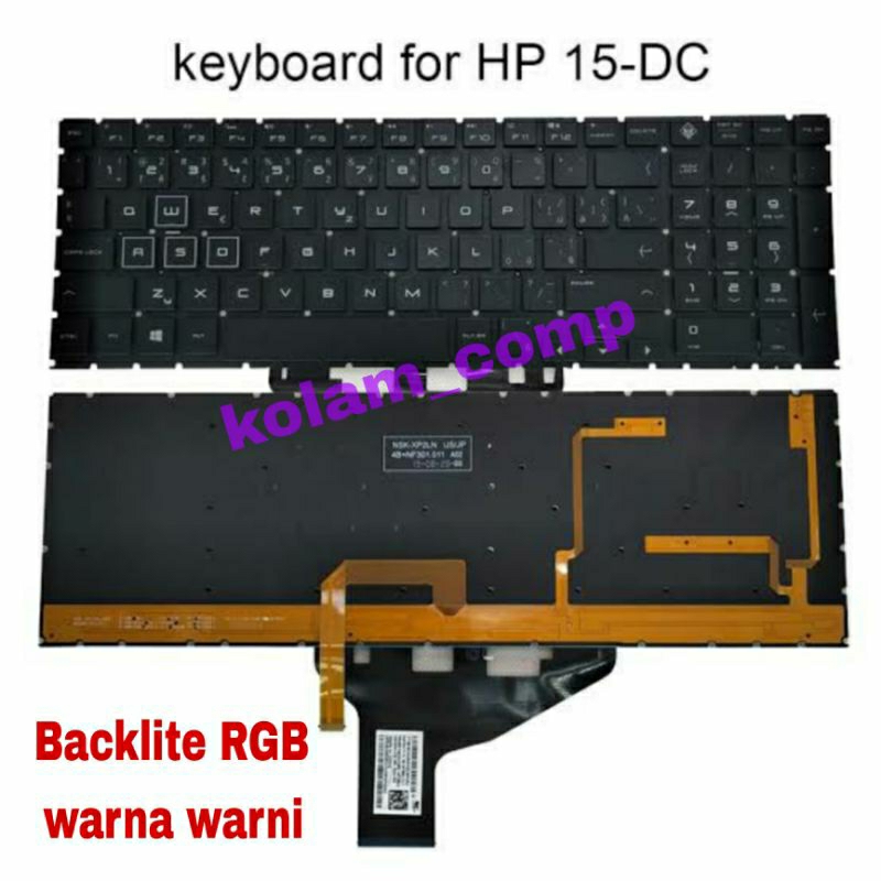 Colorful HP Omen 15-DC 15-DH 15T-DC 15T-DH Backlite RGB Laptop Keyboard ...