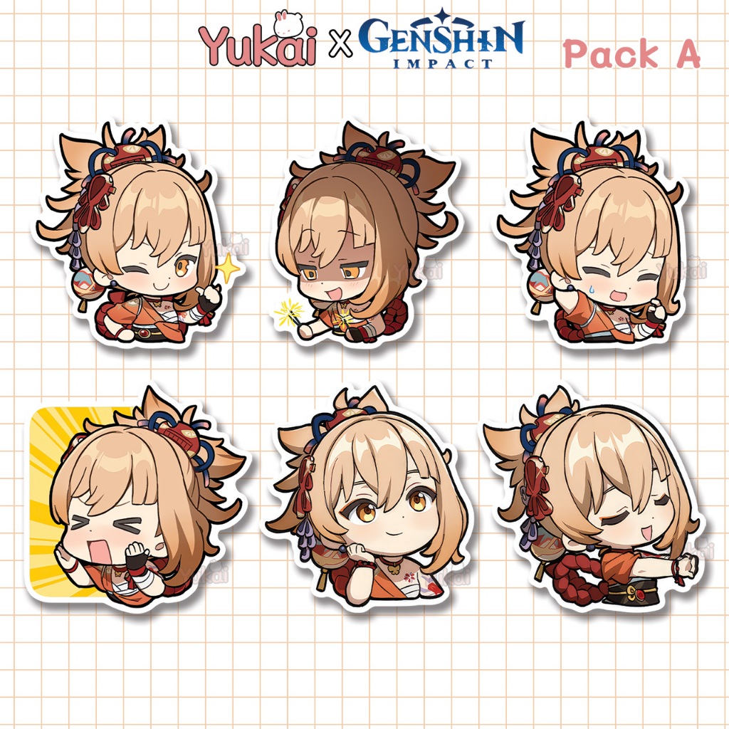 Yoimiya Genshin Impact Premium Sticker Pack, Waterproof Anime Sticker ...
