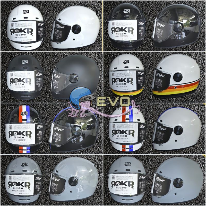 Original JPX FULL FACE Helmet (DOT), JP RETRO ROKR MOTIF & SOLID Plain ...