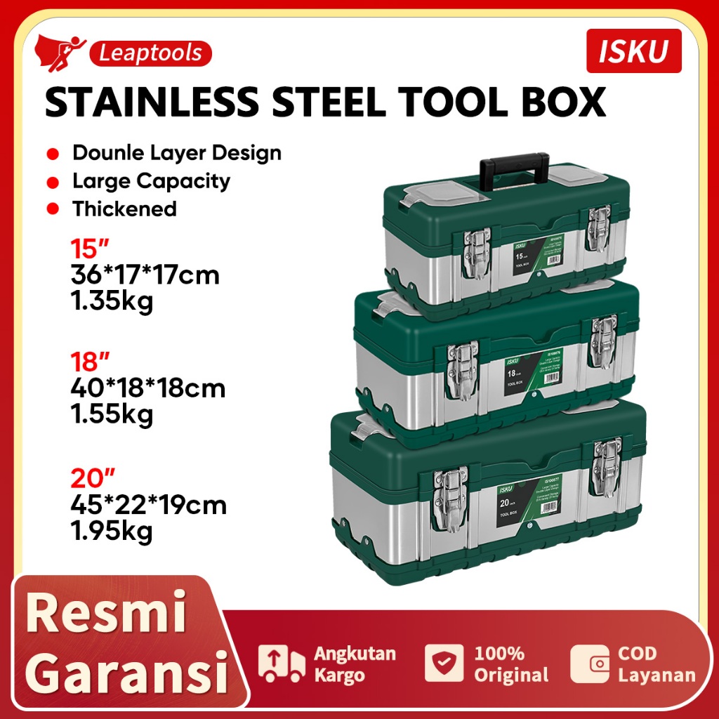 Isku Tool Box Large 20 Inch Large Stainless Toolbox 15-20 Inch ...