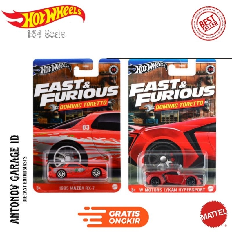 Hot Wheels Mazda RX7+Lykan Hypersport Fast Furious Dominic Toretto ...