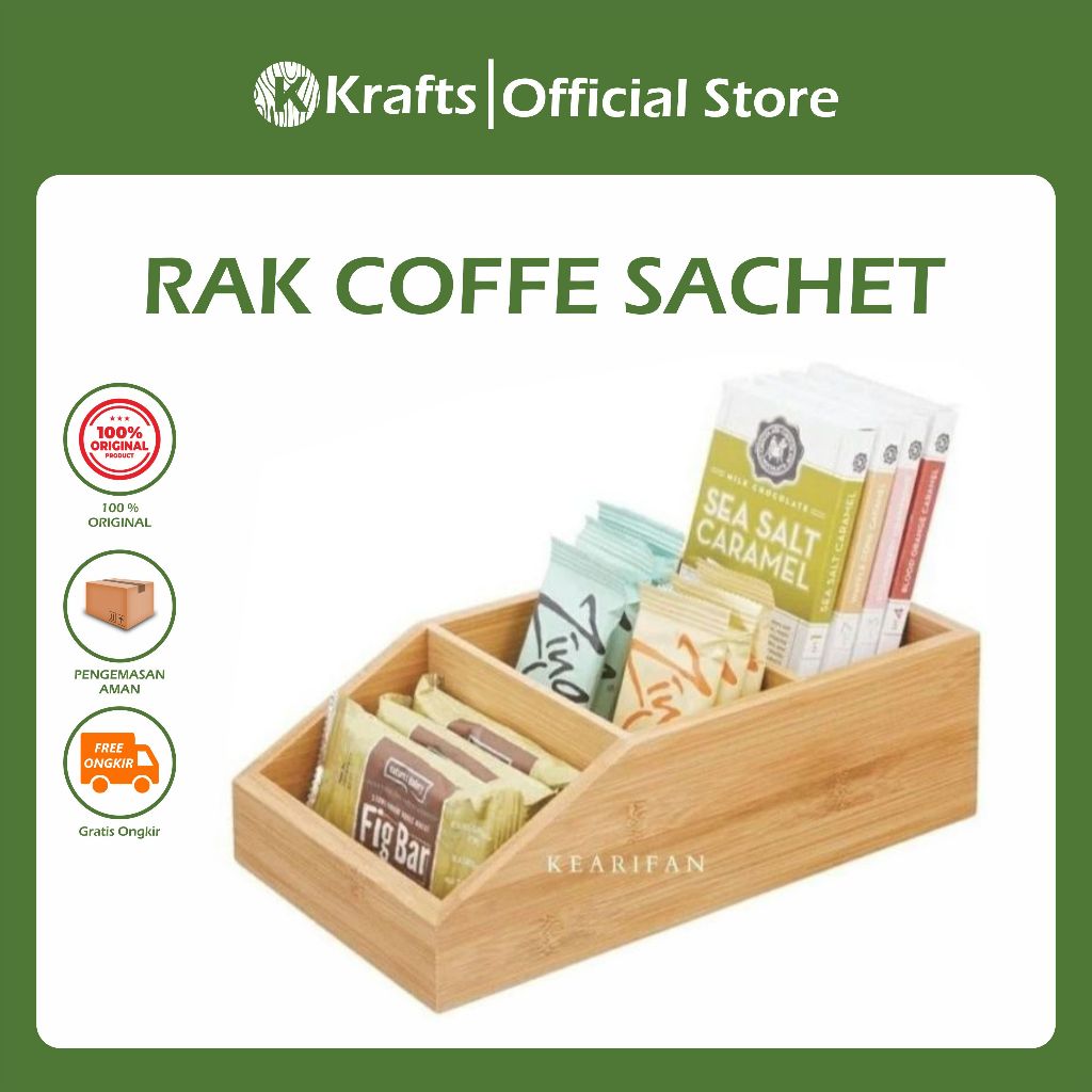 KAYU Krafts [] Coffee Sachet Rack | 3-piece Wooden Box Box | Snack ...