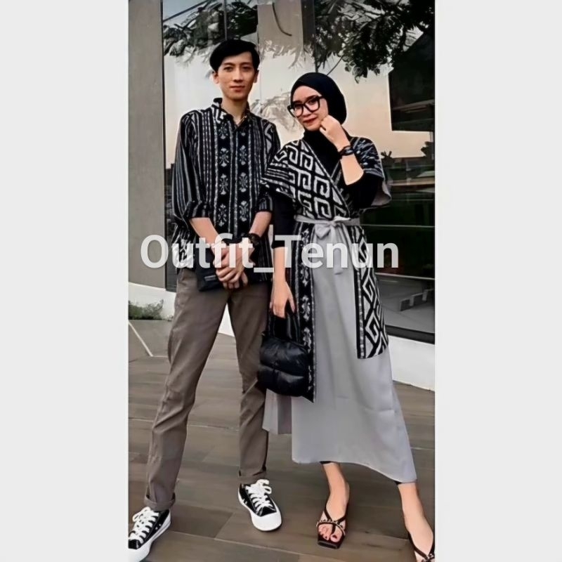 HITAM Couple Set Outfit_Tenun Andin Dres Black Men's Women's Couple's ...