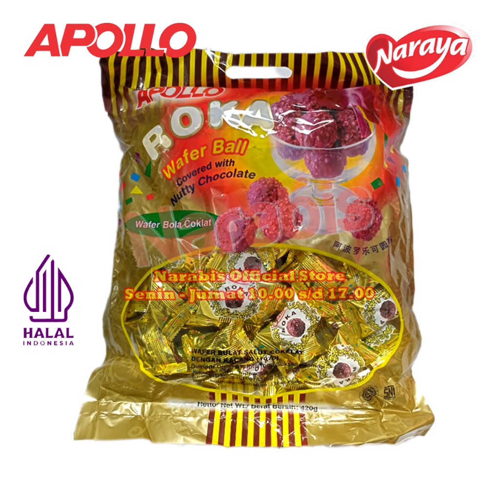 Apollo Roka Wafer Ball Chocolate 300gr Contents 50pcs | Shopee Singapore