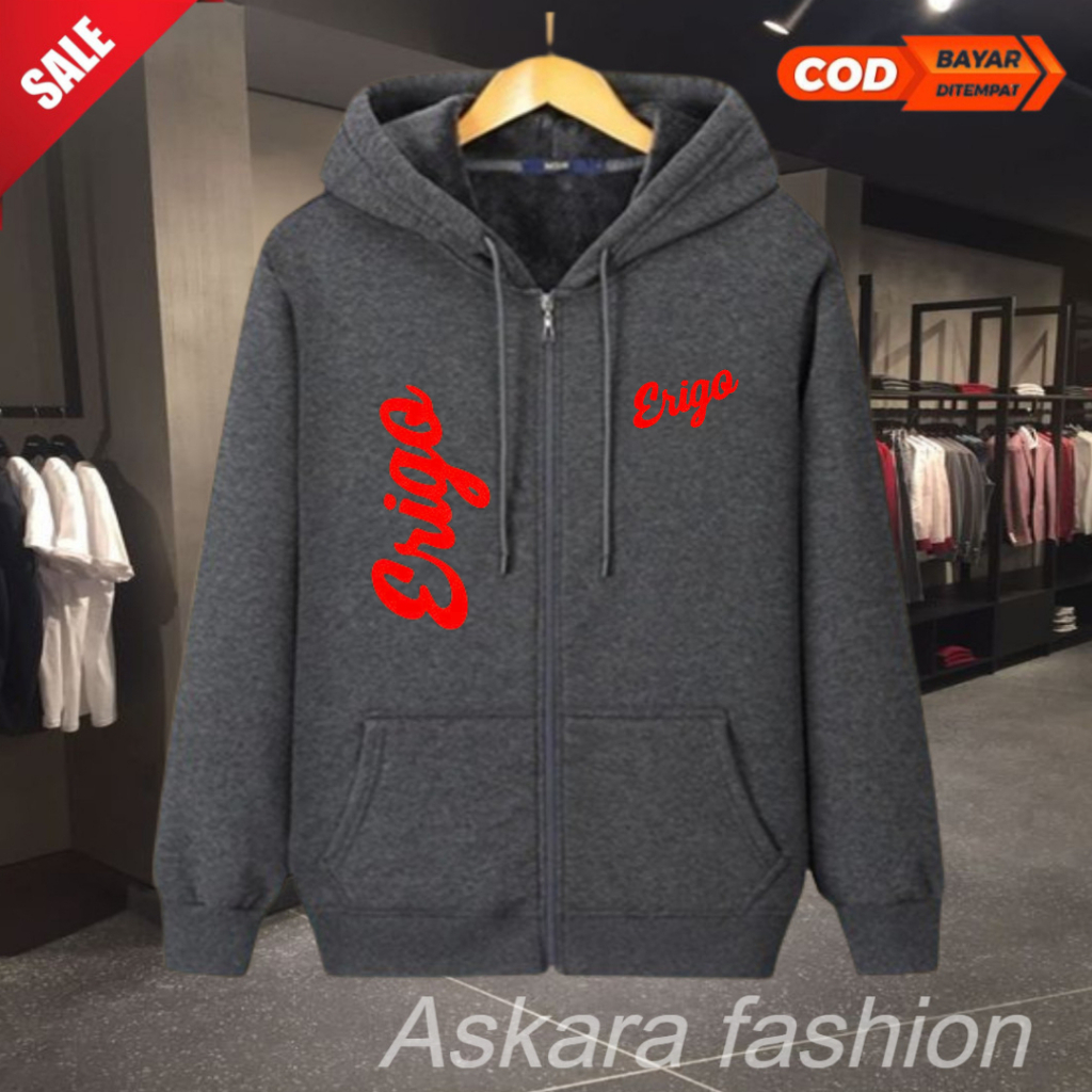 MERAH Men's and Women's Zipper Hoodie Sweater / Red eri90 Text Distro ...