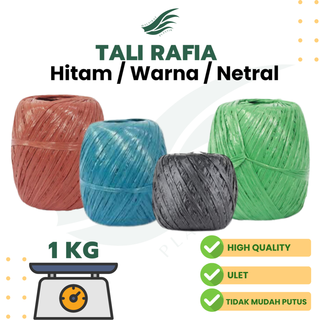 MERAH HIJAU Large Roll of Raffia Rope 1kg Thick Strong Color and Black ...