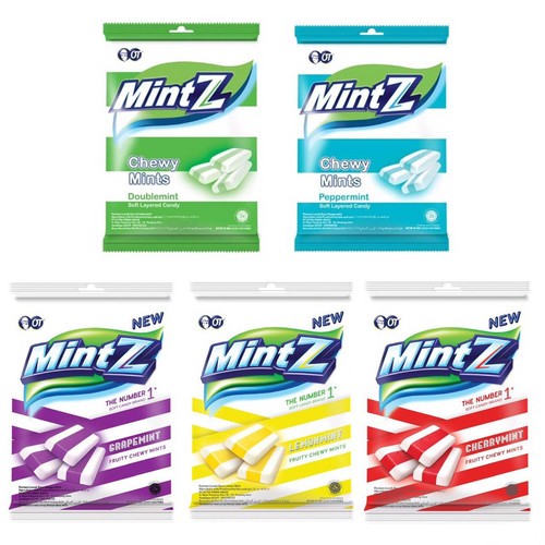 Soft Chewable Candy / Candy Chewy Mintz 99 Gram Barley Mint, Grapemint ...