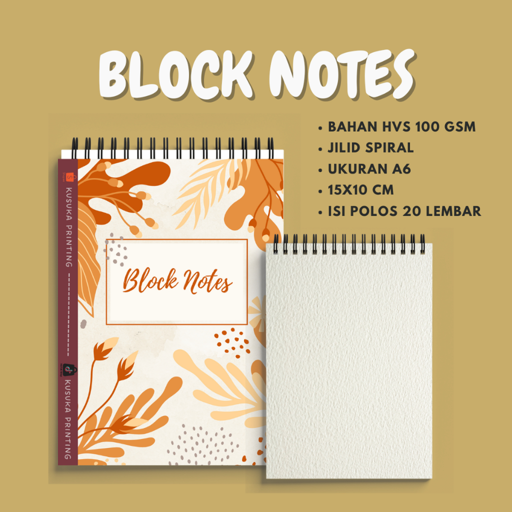 Blocknote Spiral Mini Memo Note Plain A6 15 x 10cm HVS Thick Kraft ...