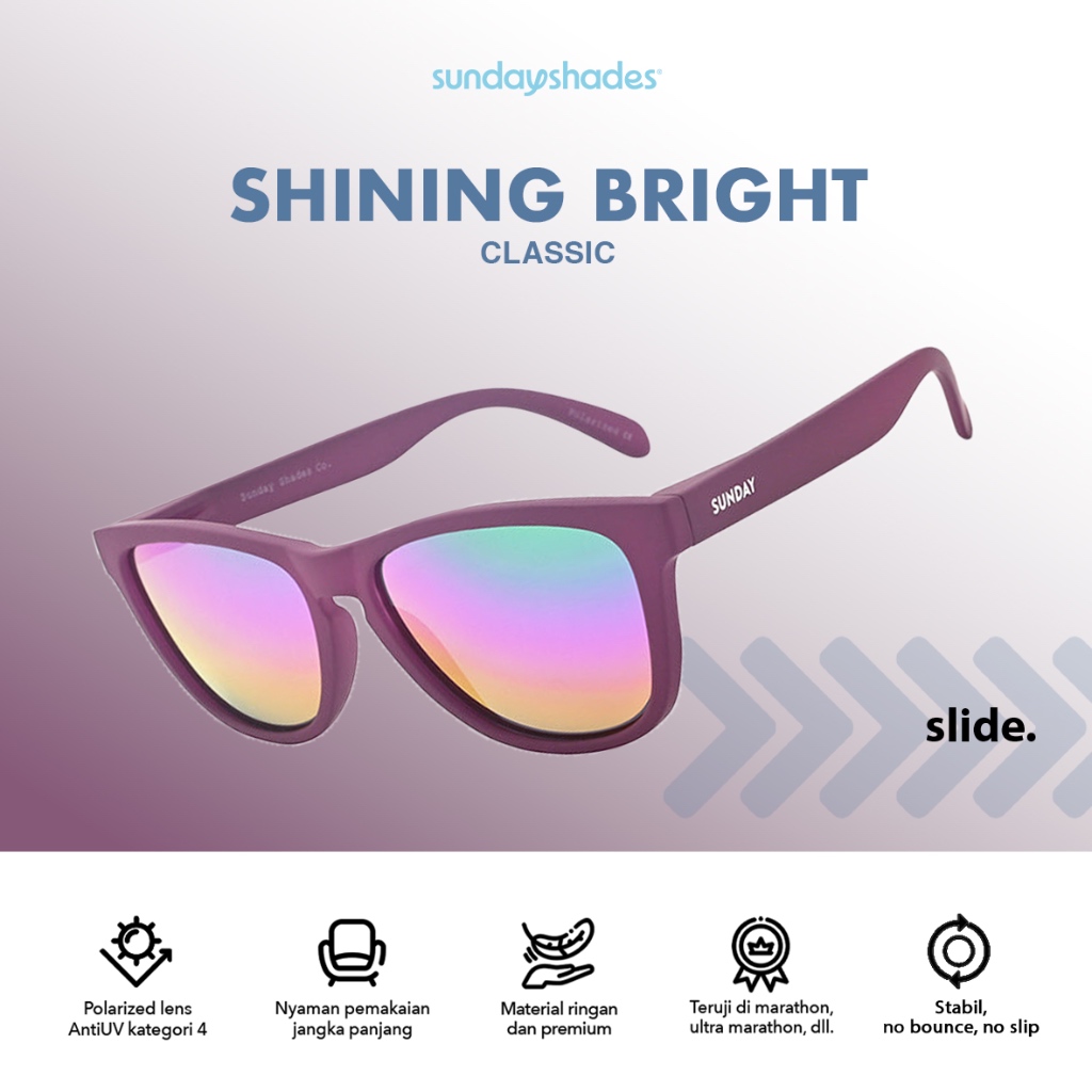 Sunday Shades (Shining Bright Classic) Sports Running Glasses | Shopee ...