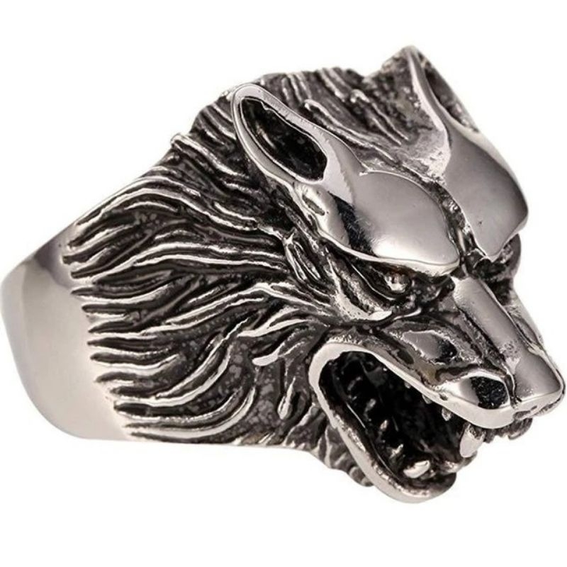 Prince Head Wolf Rings / Punk Retro Head Wolf Ring Wolf King Head Ring ...