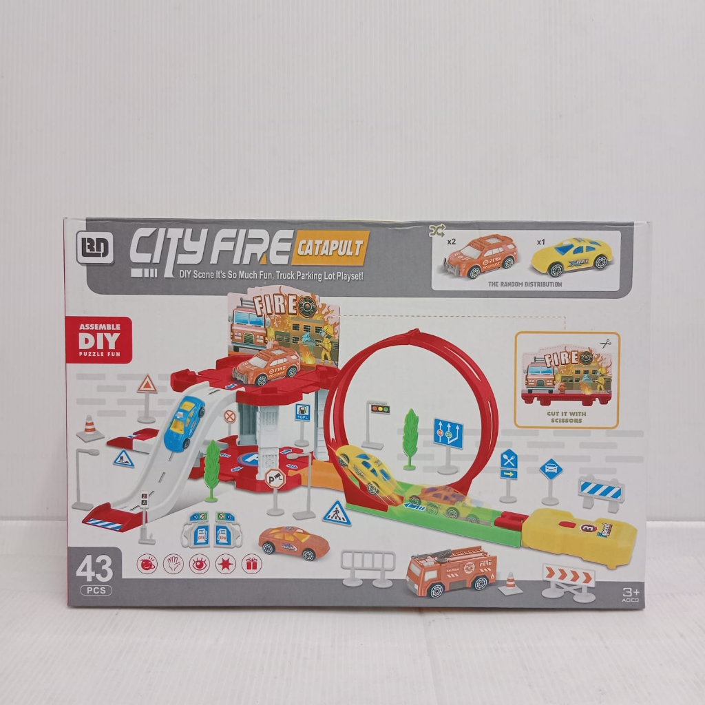 Diy Assembled Gliding Track Car Parking Lot Toys Catapult Toy Car ...