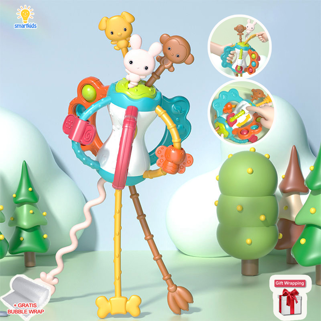 Multifunctional Baby Pop It Teether Pull string toy/Motorized Sensory ...