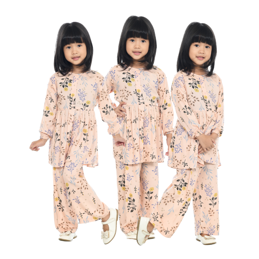 Girls' tunic clothes | Peach Color Children's Tunic Set 3-10 years ...