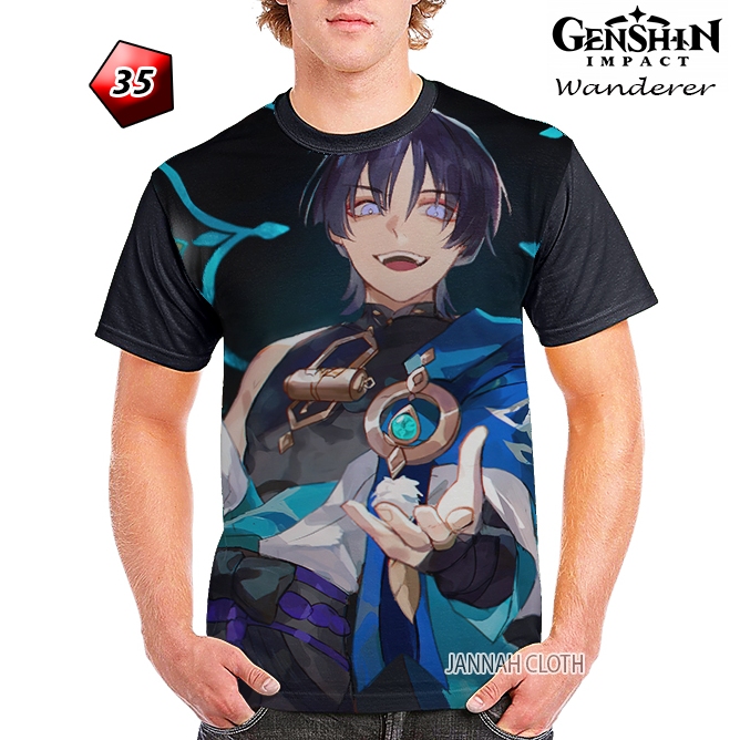 Kaos Wanderer Anemo Catalyst Game Genshin Impact Kode GI-35 Printing ...