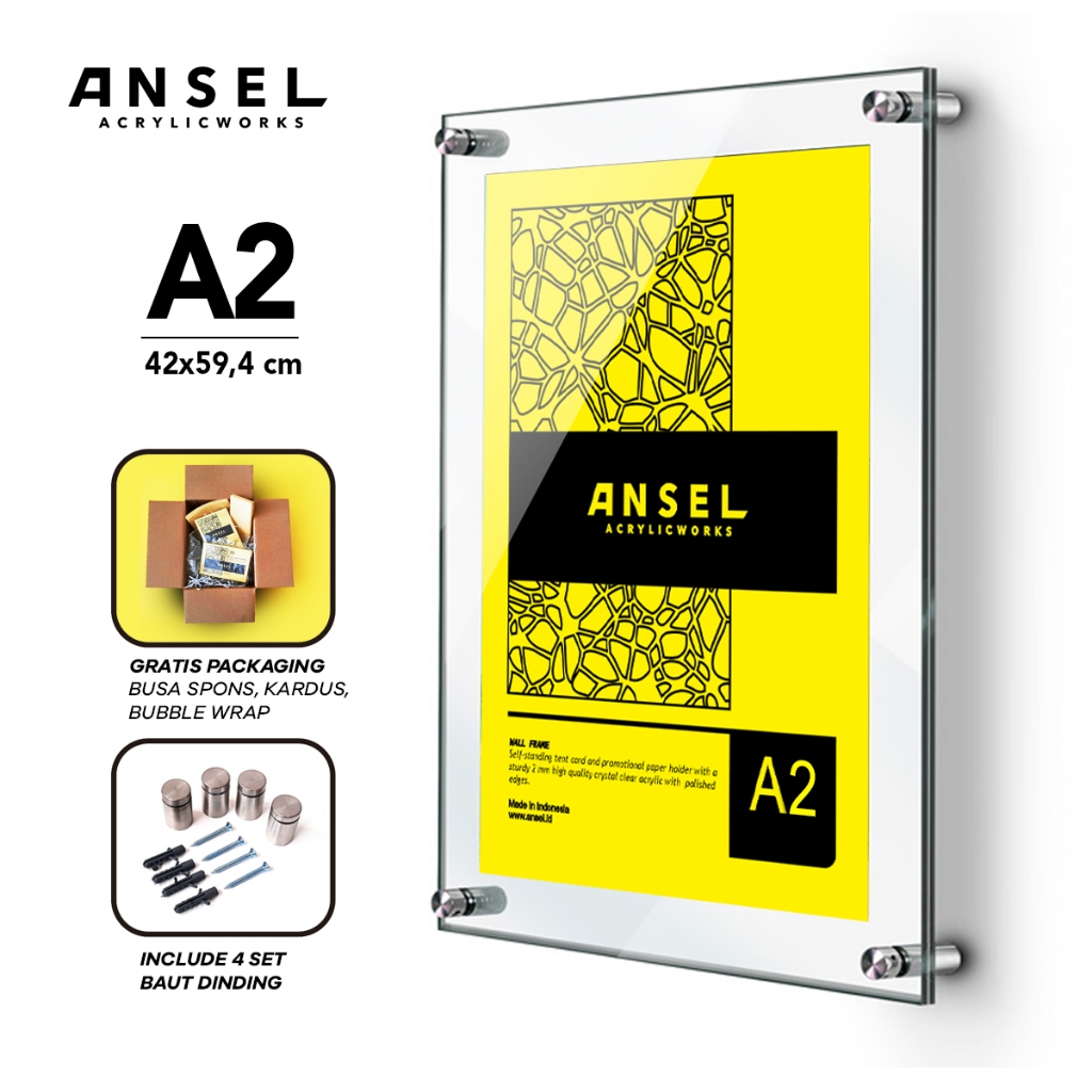 ANSEL Acrylic Wall Frame / Acrylic Wall Photo Frame / A2 Clear / 2 mm ...