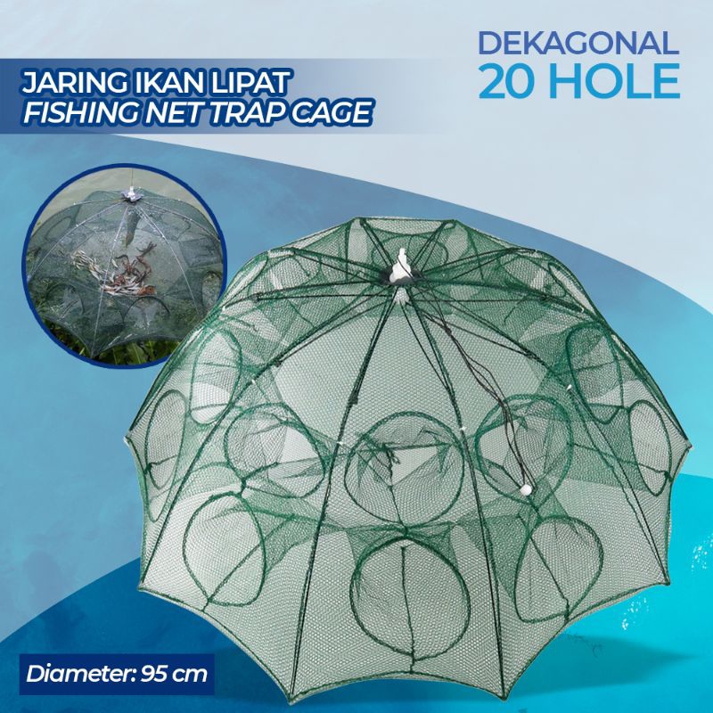 20-hole Folding fishing net Shrimp Trap Hexagonal fishing net trapp ...