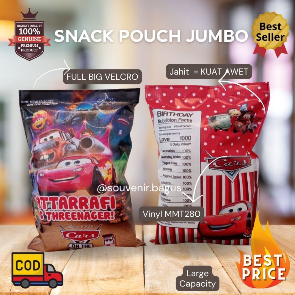 Jumbo CHIP BAG CUSTOM SNACK POUCH FULL VELCRO ADHESIVE BIRTHDAY SNACK ...