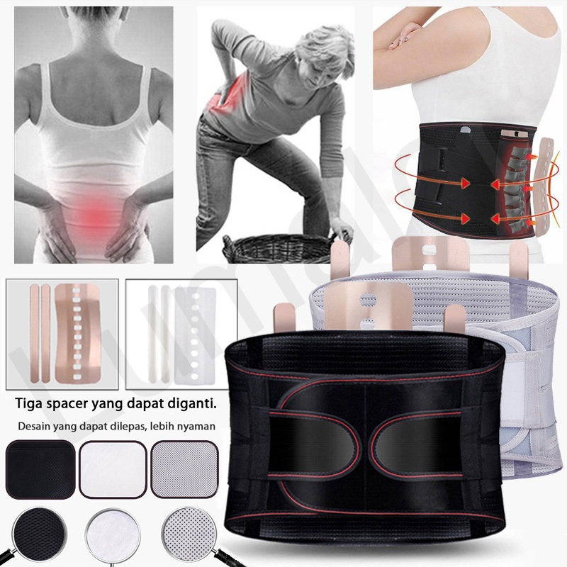 HITAM Black/grey Lumbar Corset Support Belt to Relieve Back, Spine and ...
