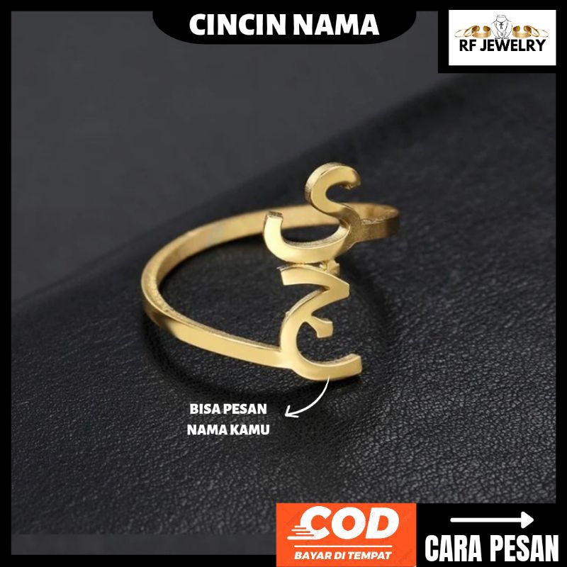 Rf JEWELRY - custom Name Ring arabic font free Carving Gold Plated Name ...