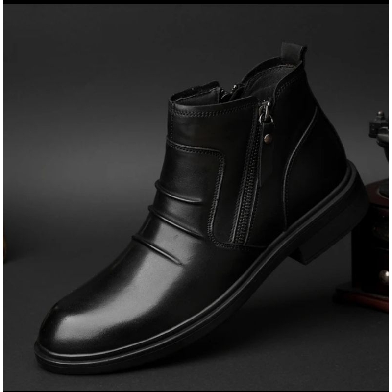 HITAM Men's Formal High Boots Loafers Synthetic Leather Work Office ...