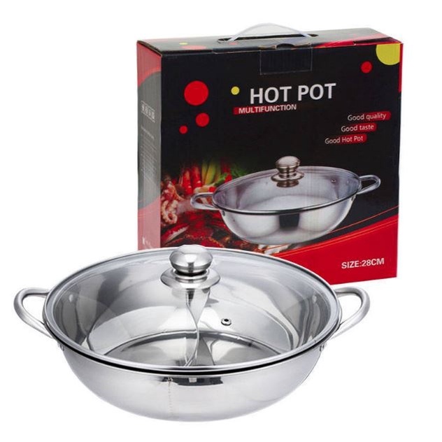 28cm Jumbo 2-piece Shabu Pot With Glass Lid/Hotpot Pot For Shabu ...