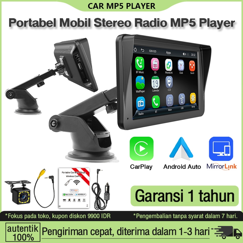 7inch Wireless Wired CarPlay Android Auto Portable Car Stereo Radio MP5 ...