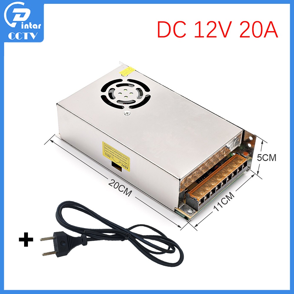 Power Supply Adapter 12V 20A PSU LED CCTV Fan AC 220V to DC 12V 20A ...