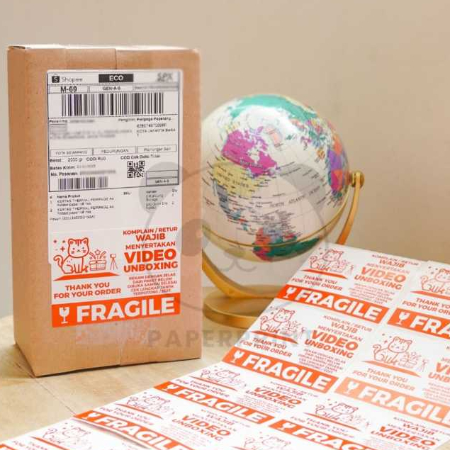 Sticker FRAGILE UNBOXING Cat Package LANDSCAPE CUSTOM LABEL | Shopee ...
