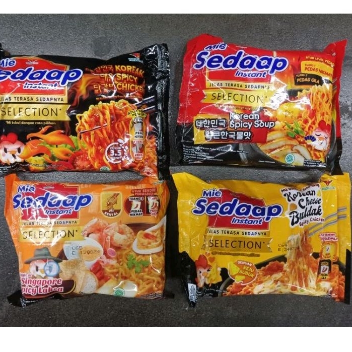 Sedap Selection Korea Cheese Buldak, Singapore laksa, Spicy Instant ...
