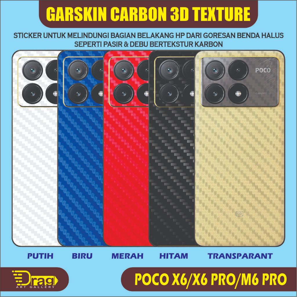 Garskin POCO M6 X6 Pro 5G Carbon Transparent Carbon Skin | Shopee Singapore