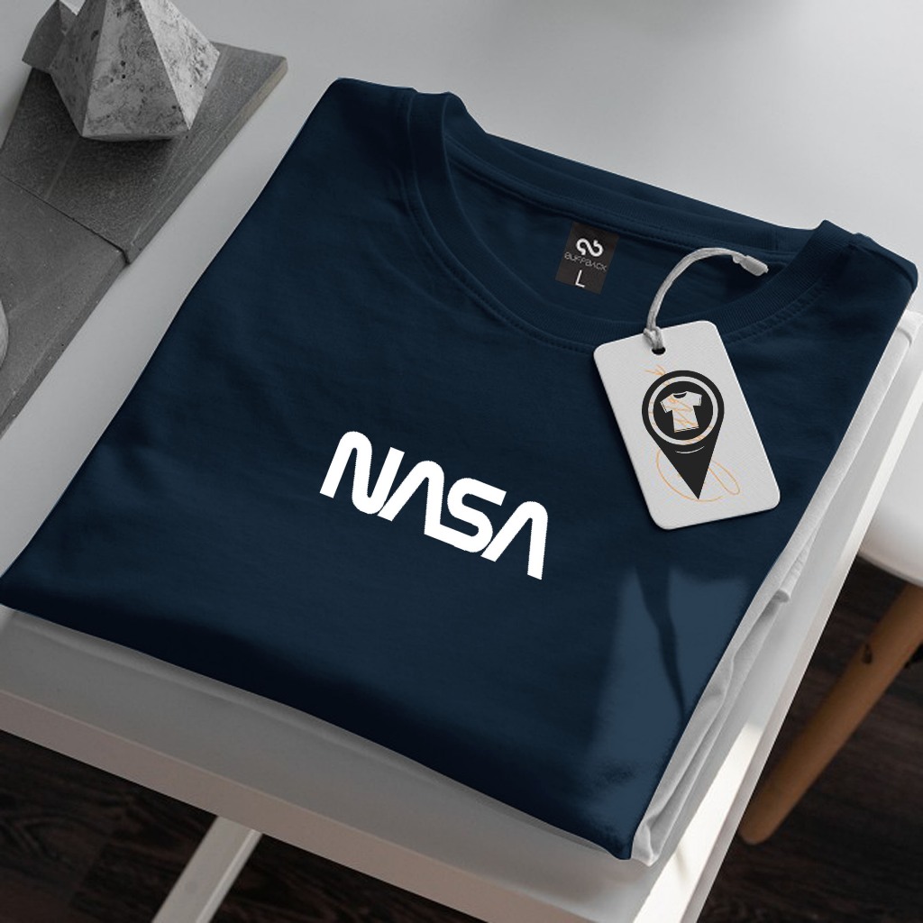 PUTIH Buy Clothes Nasa Text White Short Sleeve T-Shirts For Men And ...