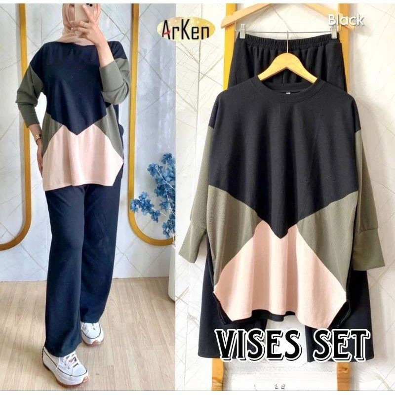 Best Selling!! Vises Set One Set Women Crinkle Airflow | Shopee Singapore