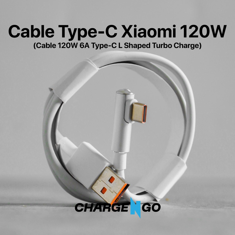 Xiaomi 6A 120Watt USB Type C L Shaped Turbo Charge Data Cable Original ...