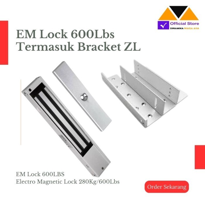 Em Lock 600 Lbs - 280 Kg Electromagnetic Lock with ZL Bracket for Door ...