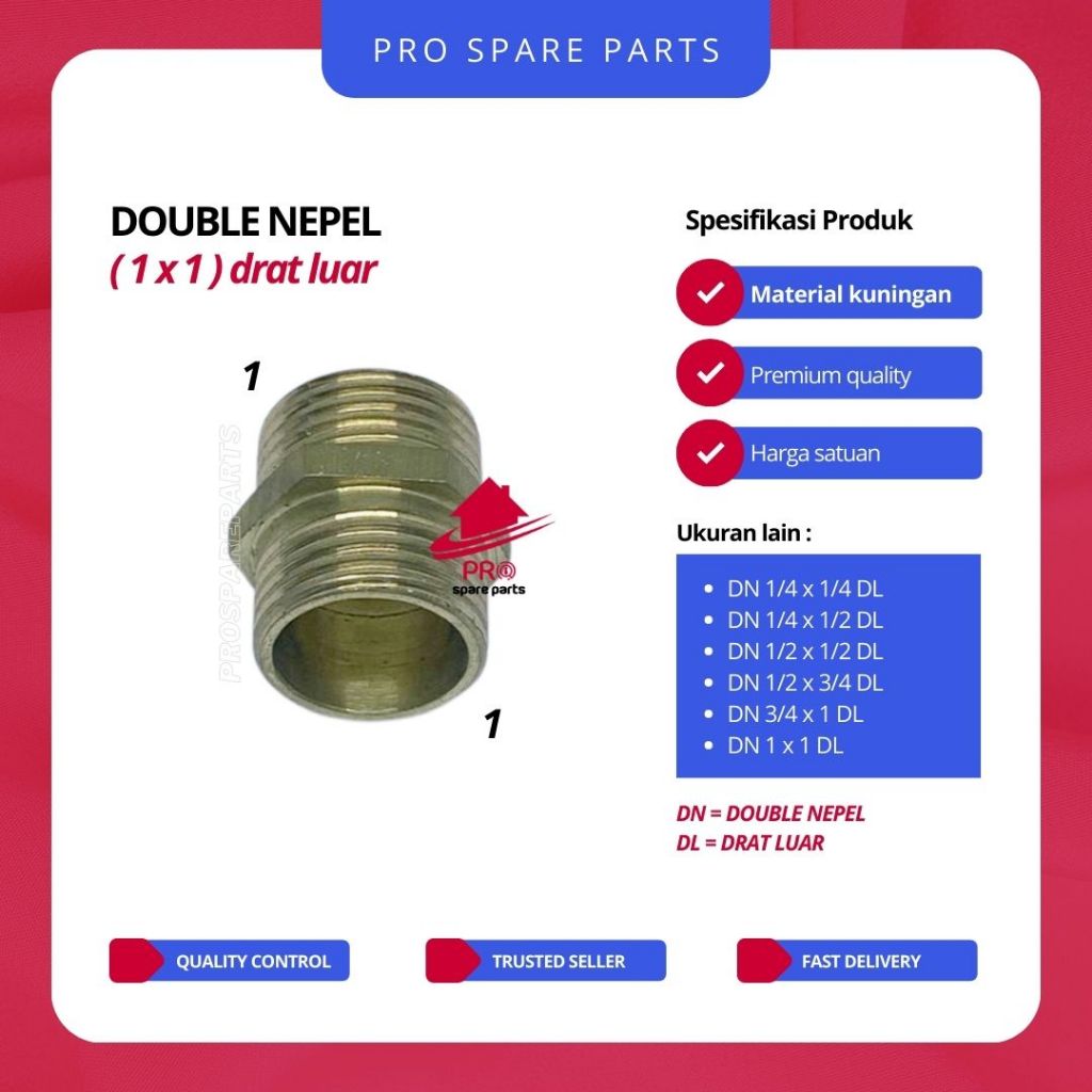 Double Nepel 1 x 1 inch OUTER DRAT - Brass Double Nepple/Nipple/Pipe ...