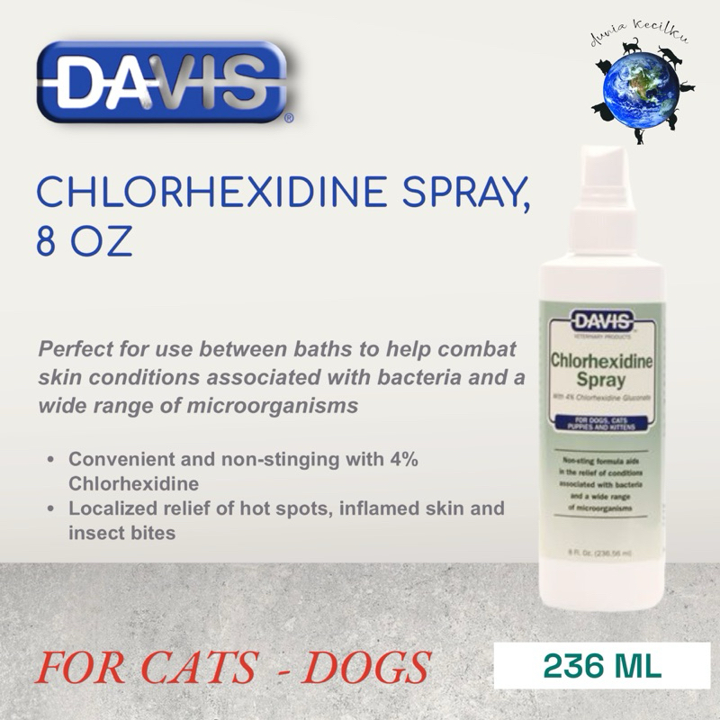 Davis Chlorhexidine Spray - Anti Itching / Skin Problems / Bacteria ...