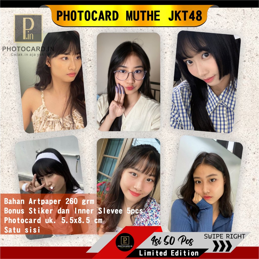 Photocard Muthe JKT48 (Pearl Of Brunei) Contents 50pcs (Free Sticker ...