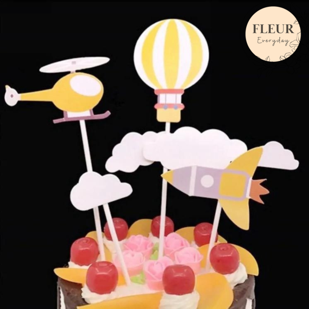 Cake TOPPER Paper Helicopter Rocket Air Balloon Cloud/birthday ...