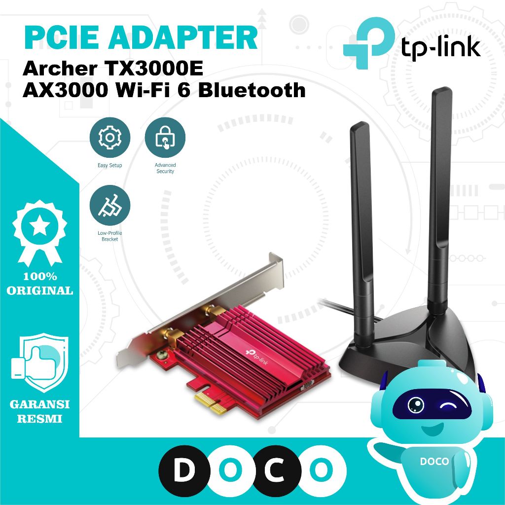 Tp-link Adapter Archer TX3000E Wi-Fi 6 Bluetooth 5.0 PCIe Wifi Card ...