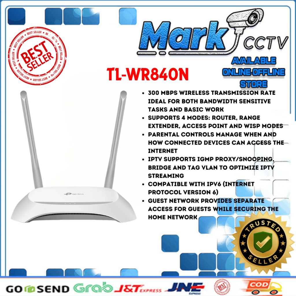 TP-Link TL-WR840N Router 300Mbps Wireless N Speed Wifi Router 2 ...