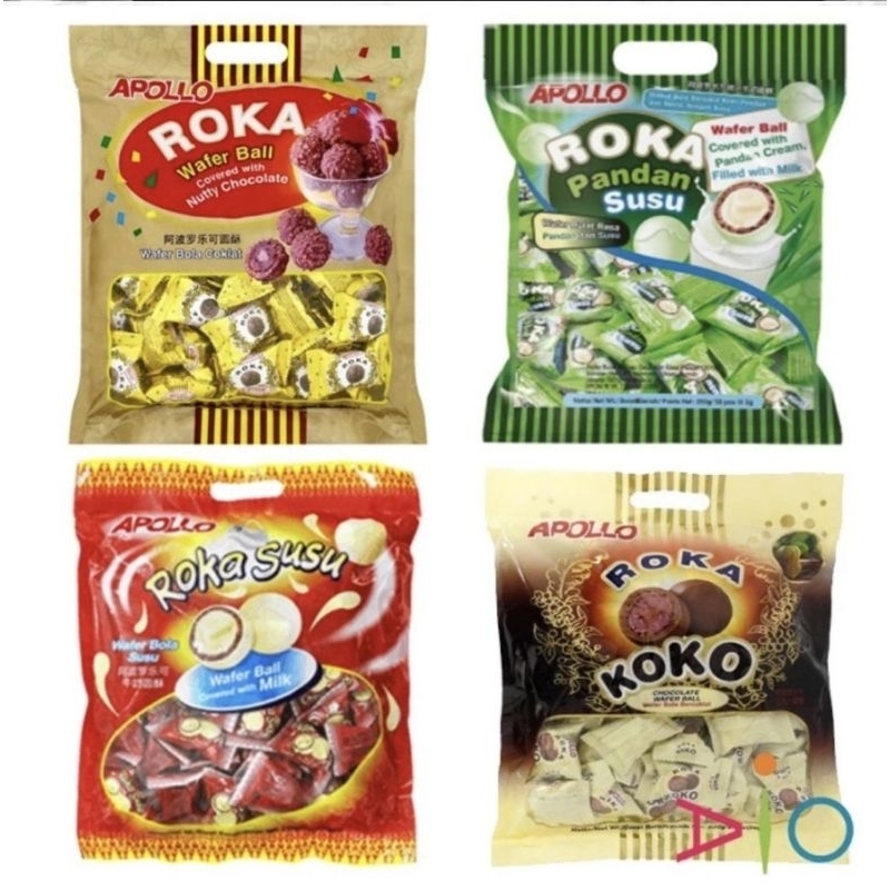 Apollo Roka Wafer Ball with Nutty Chocolate/Milk/Pandan Milk/Koko ...