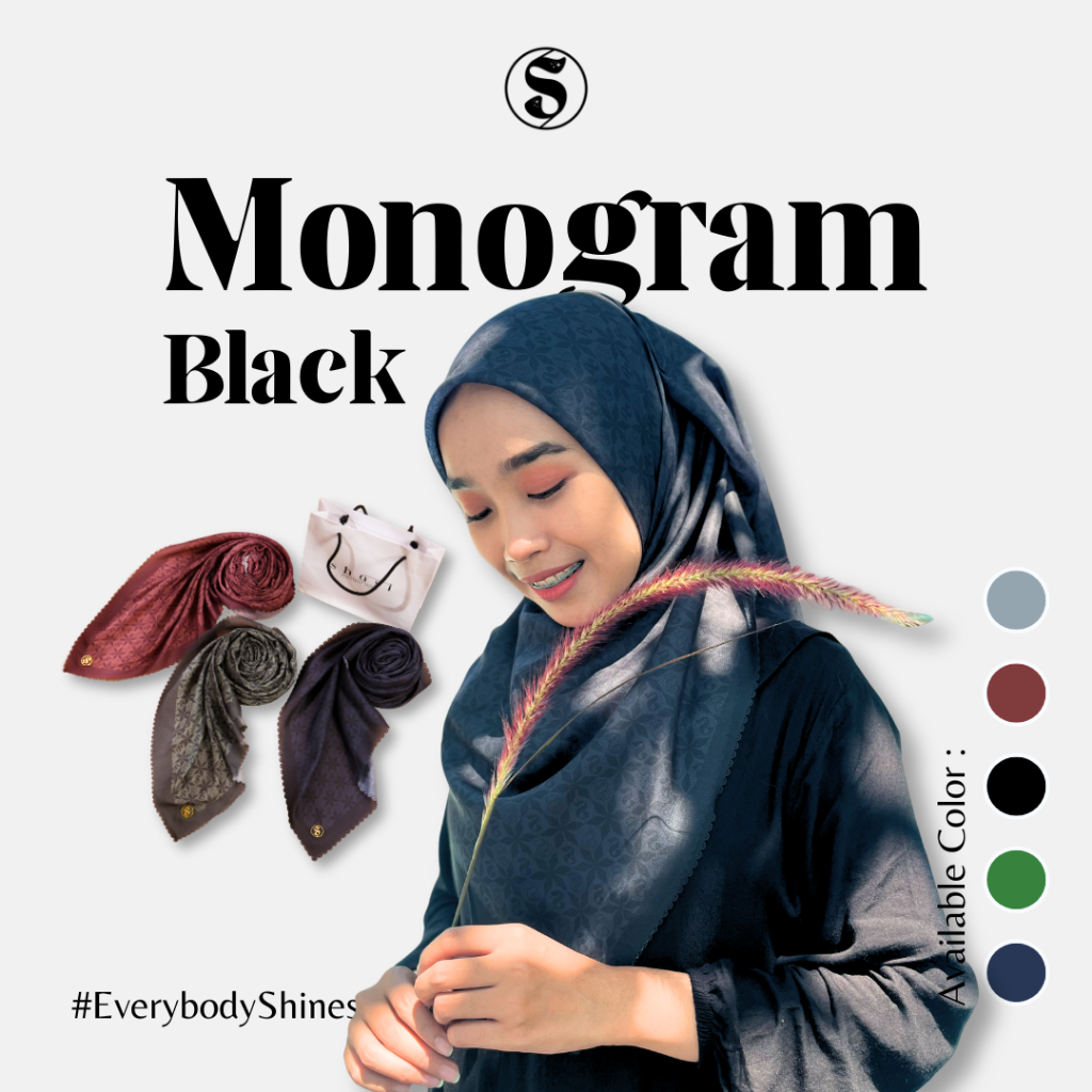 HITAM Monogram Series Shasi Hijab Hijab Triangle Motif Tryspan Premium ...