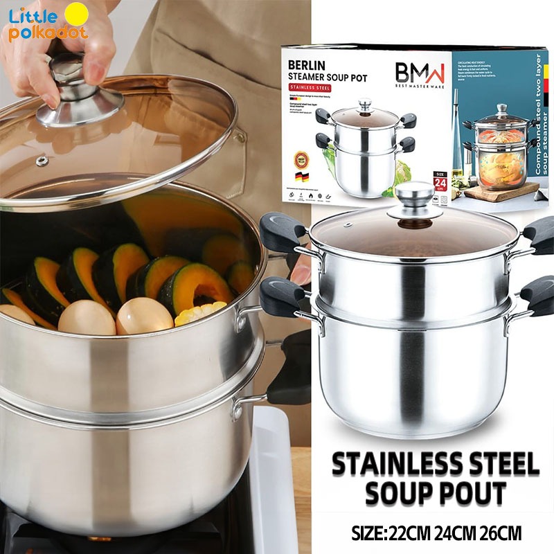 BMW Original 2in1 2 TIER STEAMER SOUP POUT STEAM PAN - STEAM Panci 22 ...